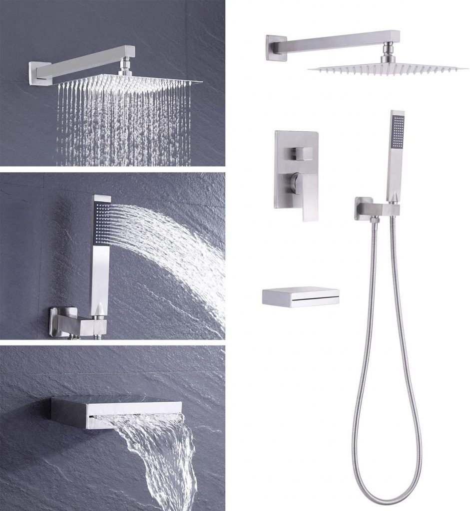 KES Bathtub Shower Faucet Set with Waterfall Tub Spout Shower System ...